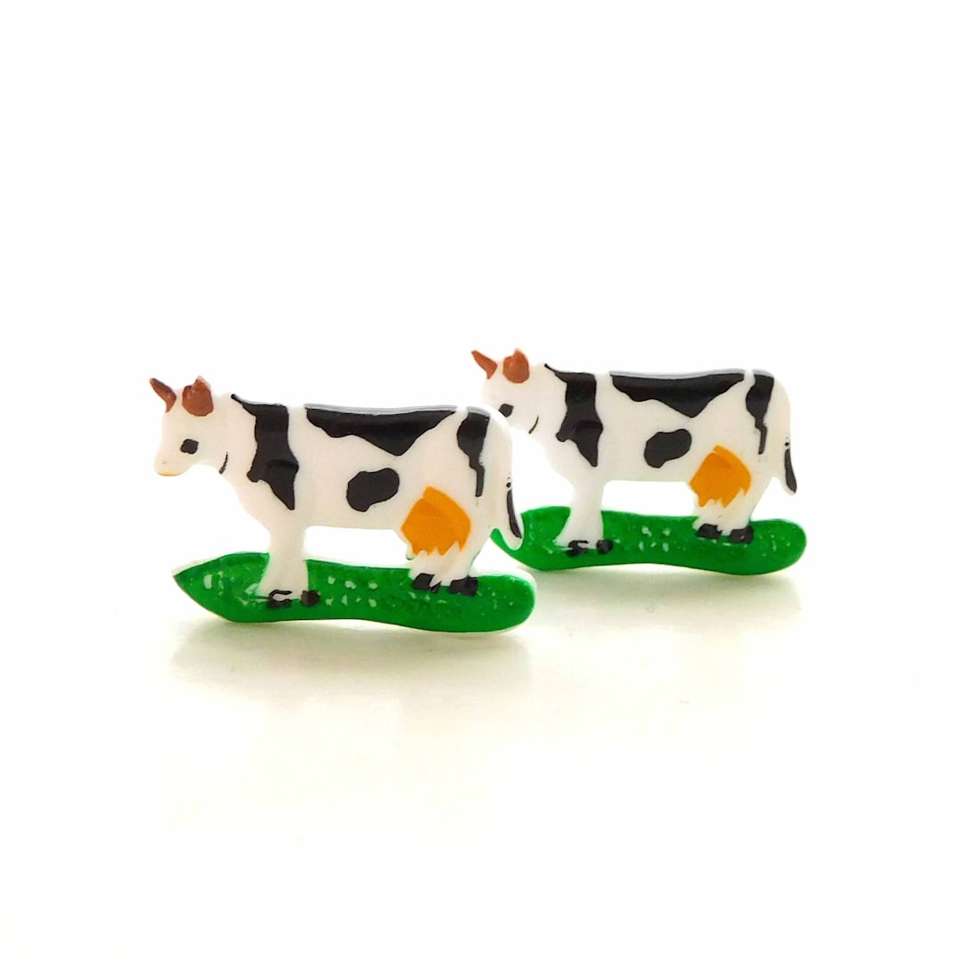 Cow Buttons by Dill / Farm Animal Shank Embellishments - Set of TWO - Etsy