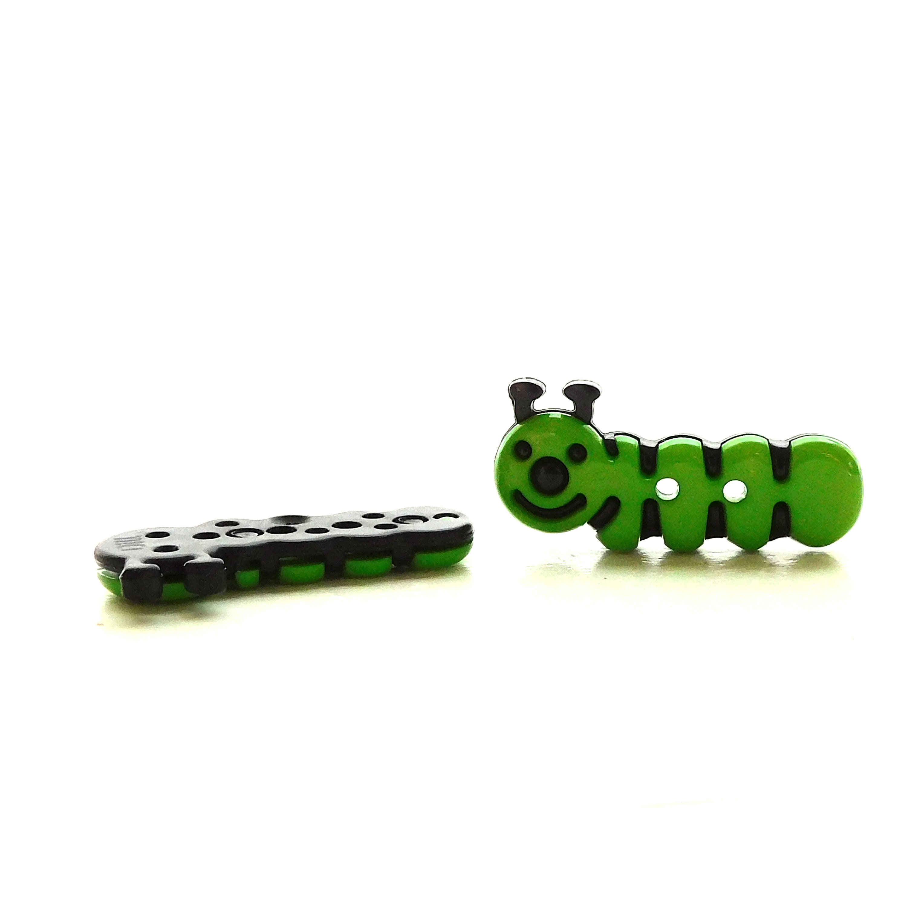 Caterpillar Buttons by Dill / Worm Insect Sew Through Embellishments ...