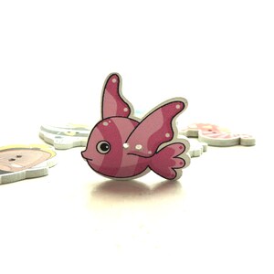 Wood Sea Creature Buttons // Ocean Fish Chipboard Embellishments - Etsy