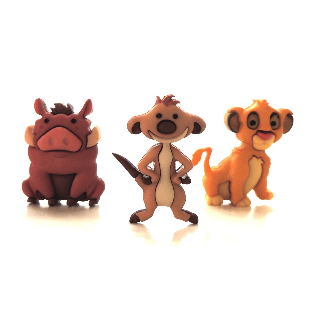 Simba Timon and Pumbaa Buttons by Dress It up / Novelty Sewing Knitting ...