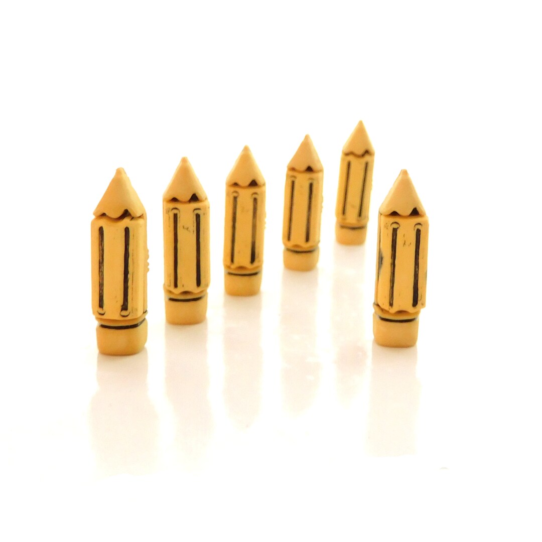 Pencil Buttons Buttons Galore / School Writing Embellishment Set of SIX ...