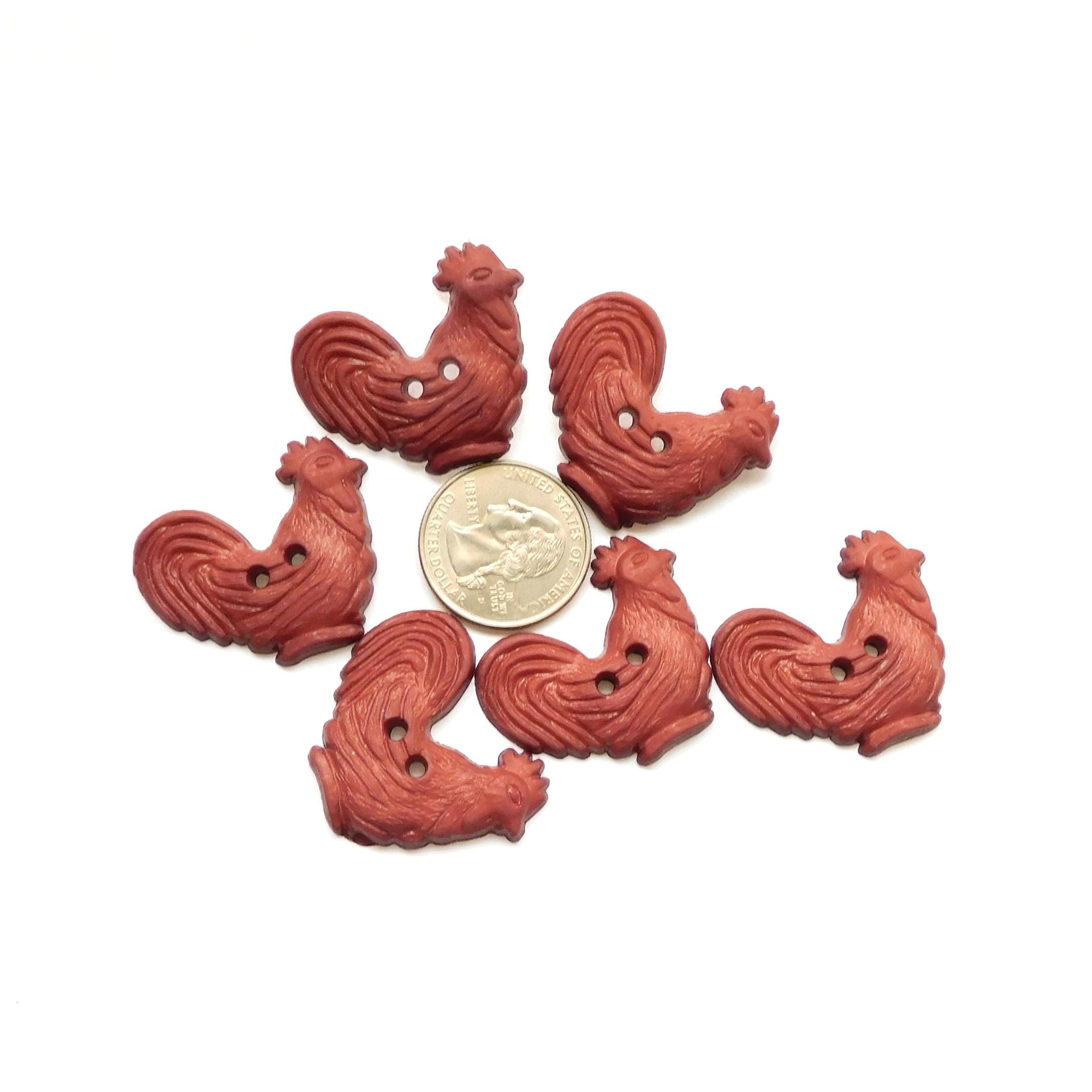 Red Rooster Buttons by Buttons Galore / Novelty Farm Animal Chicken ...