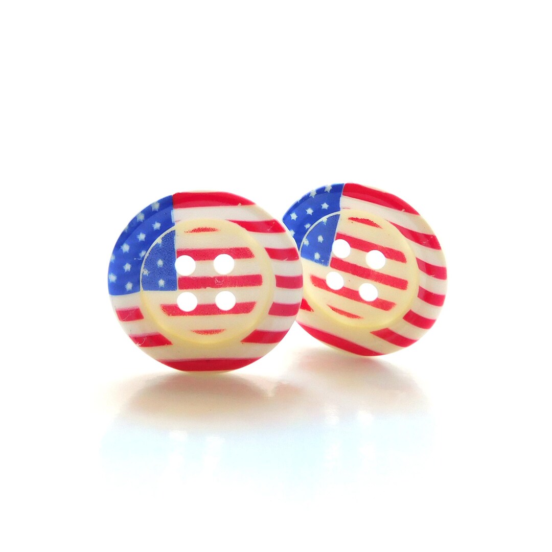 Large Round American Flag Buttons / Patriotic Embellishments - Set of ...
