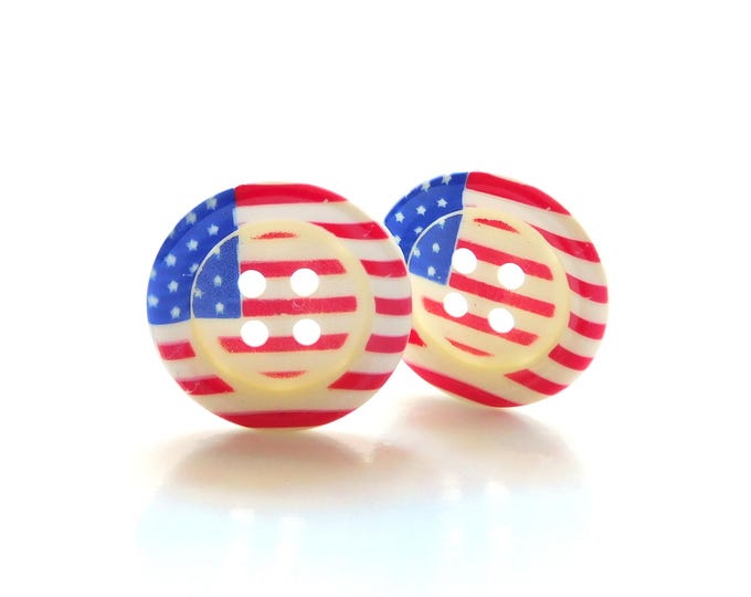 Large Round American Flag Buttons / Patriotic Embellishments - Set of ...