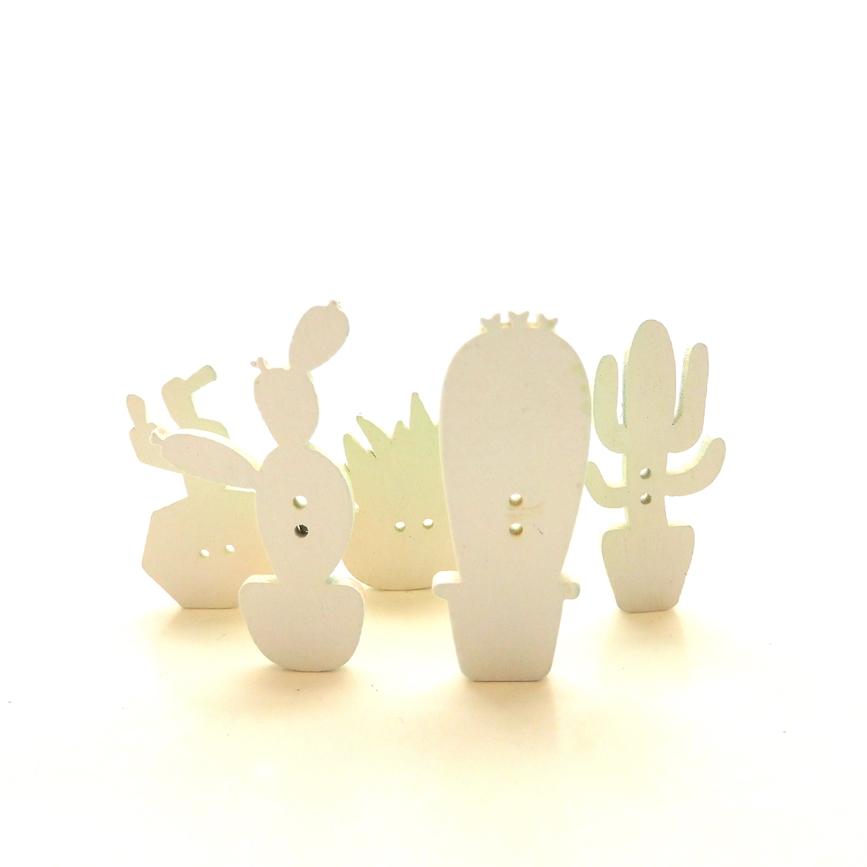 Wood Succulent Buttons // Cactus Plant Chipboard Embellishments - Set ...