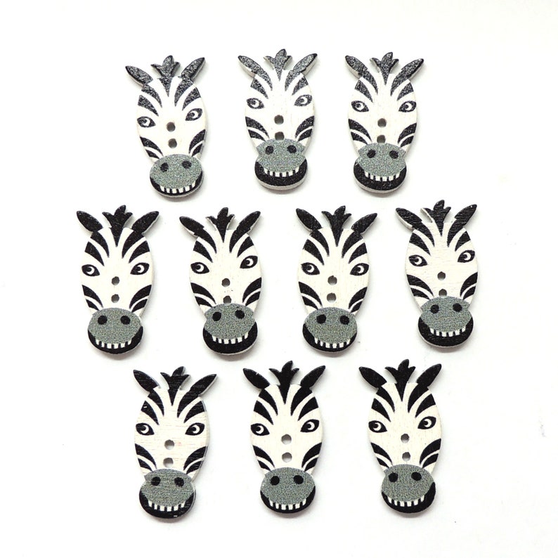 Wooden Zebra Face Buttons/ Sewing Kids Crafts Novelty Button - Etsy