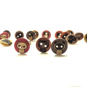 Round Wood Cat Buttons: Sewing Scrapbook Embellishments (10 Pc) - Etsy