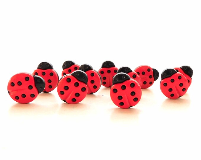 Ladybug Buttons by Flair/ Insect Craft Embellishments Set of 11 - Etsy
