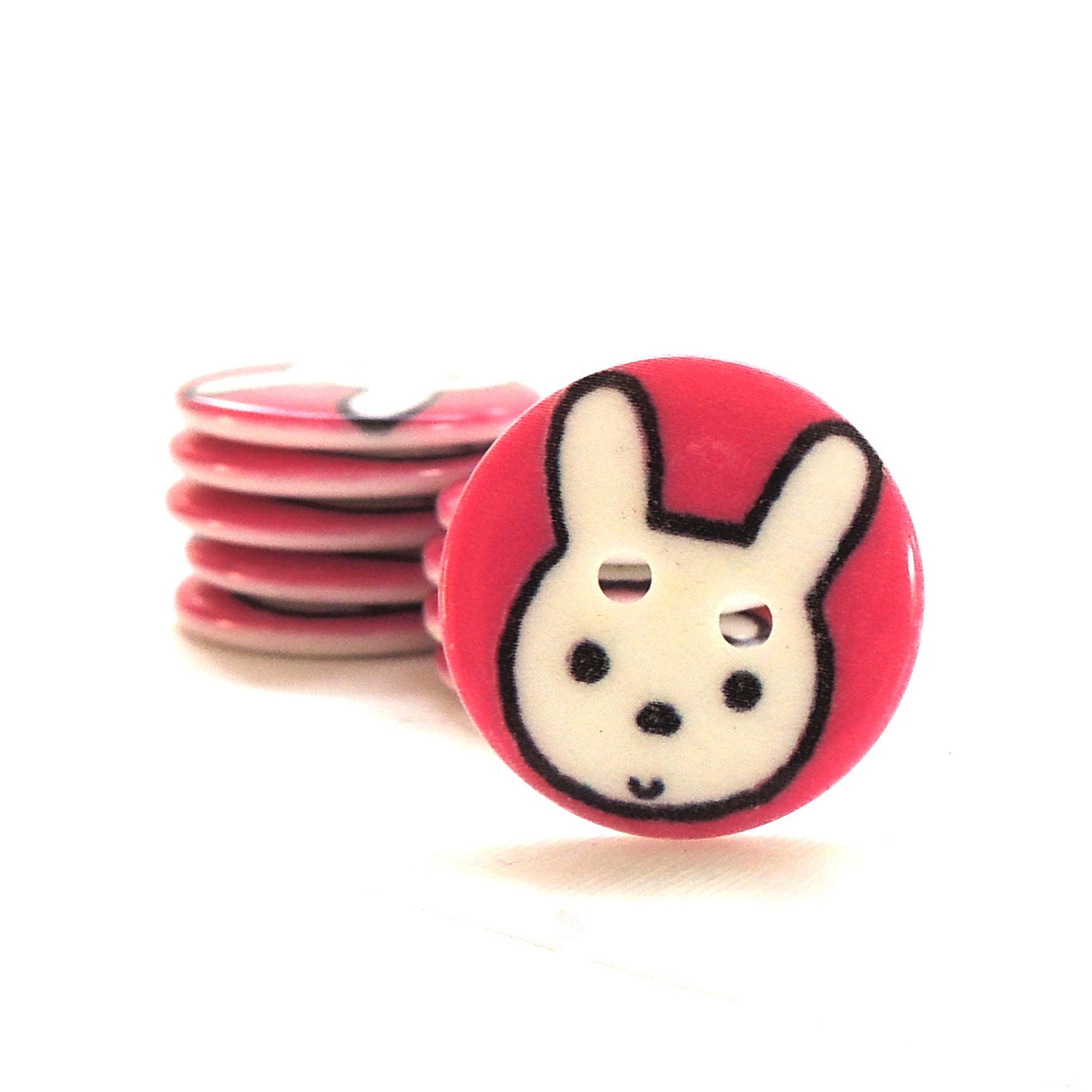 White Rabbit Buttons // Round Animal 20mm Novelty Sewing Bunny | Etsy