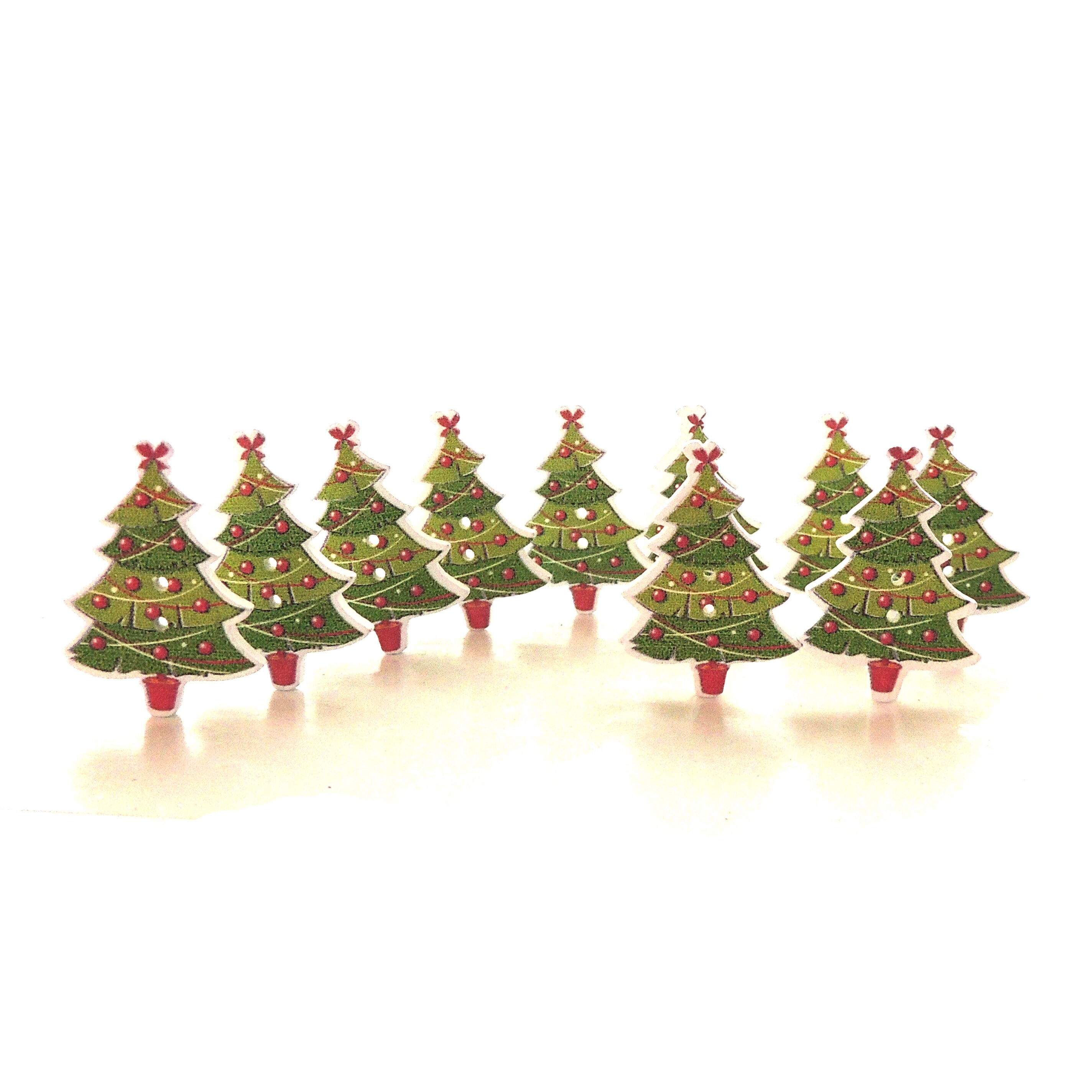 Wood Classic Christmas Tree Buttons // Novelty Winter | Etsy