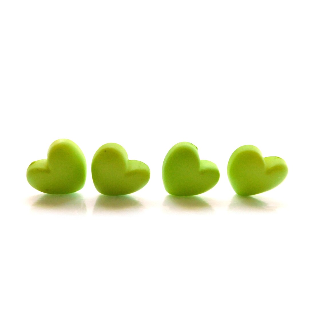 Small Green Matte Heart Flat Back Embellishments / Love Flatback Resin ...