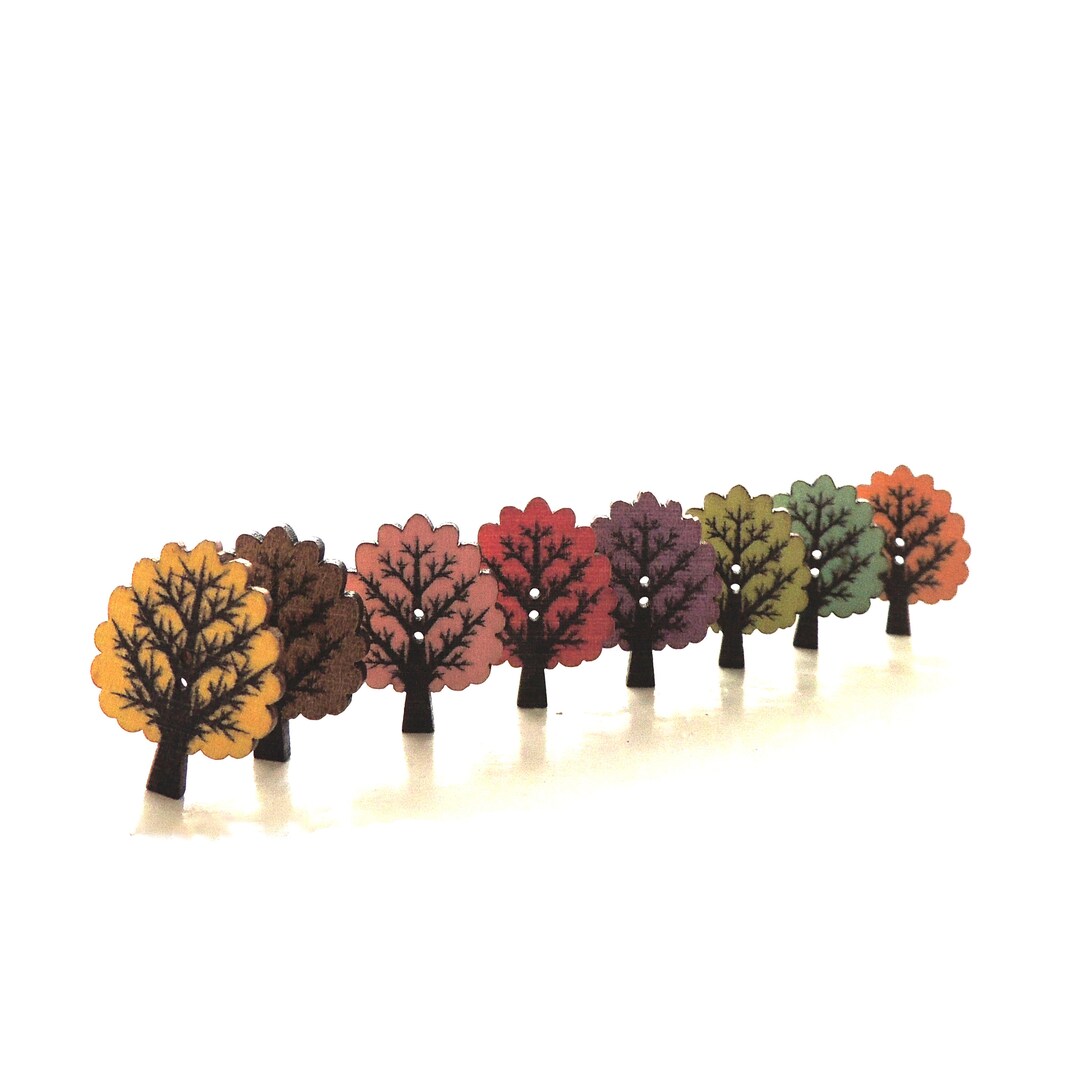 Autumn Wood Trees Buttons // Sewing Scrapbooking Kids Crafts Novelty ...