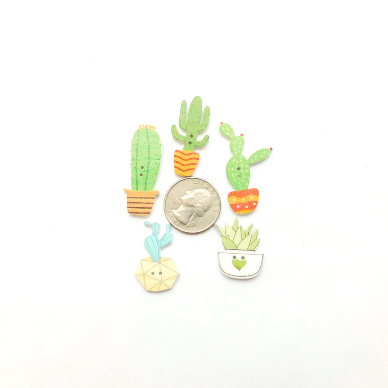 Wood Succulent Buttons // Cactus Plant Chipboard - Etsy