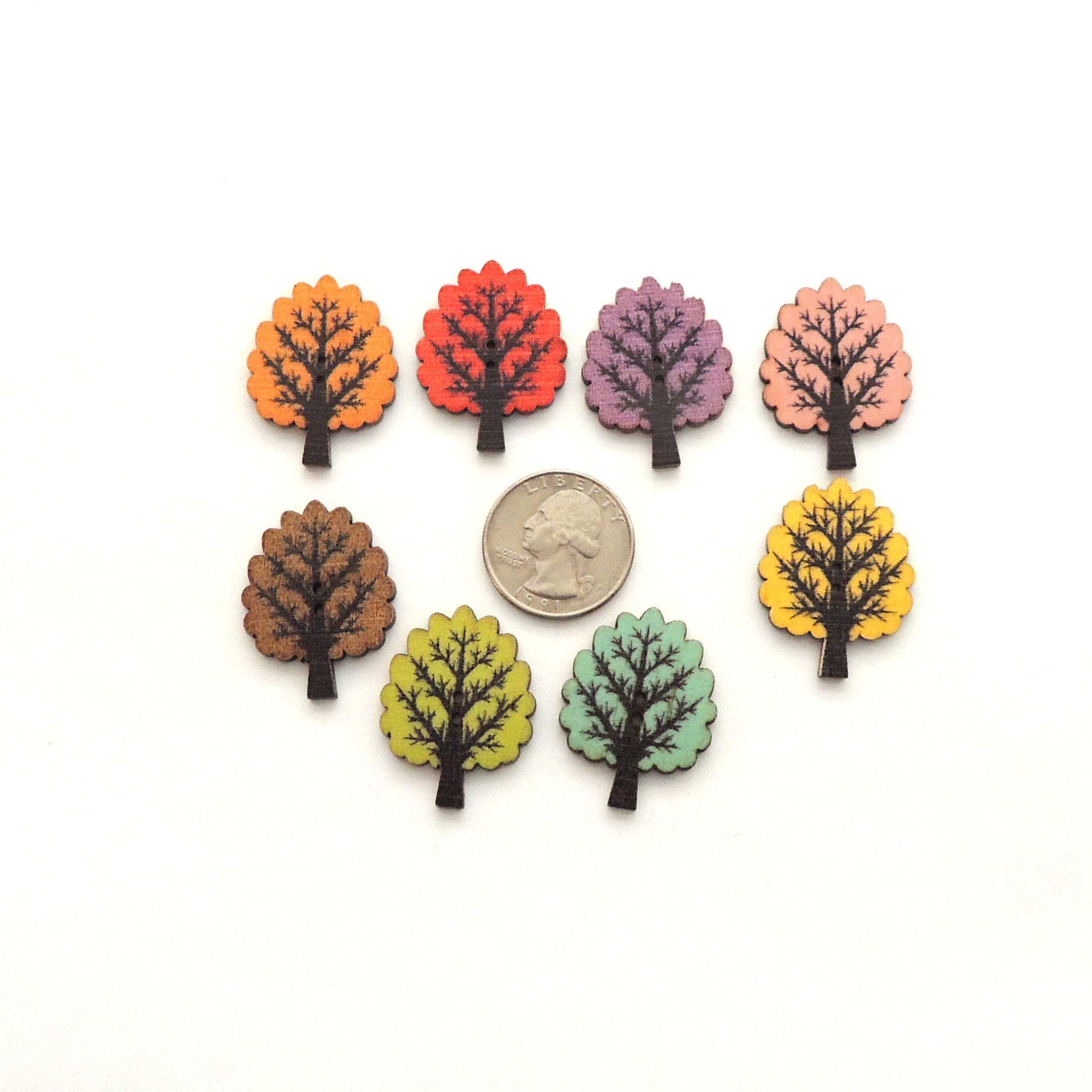 Autumn Wood Trees Buttons // Sewing Scrapbooking Kids Crafts | Etsy