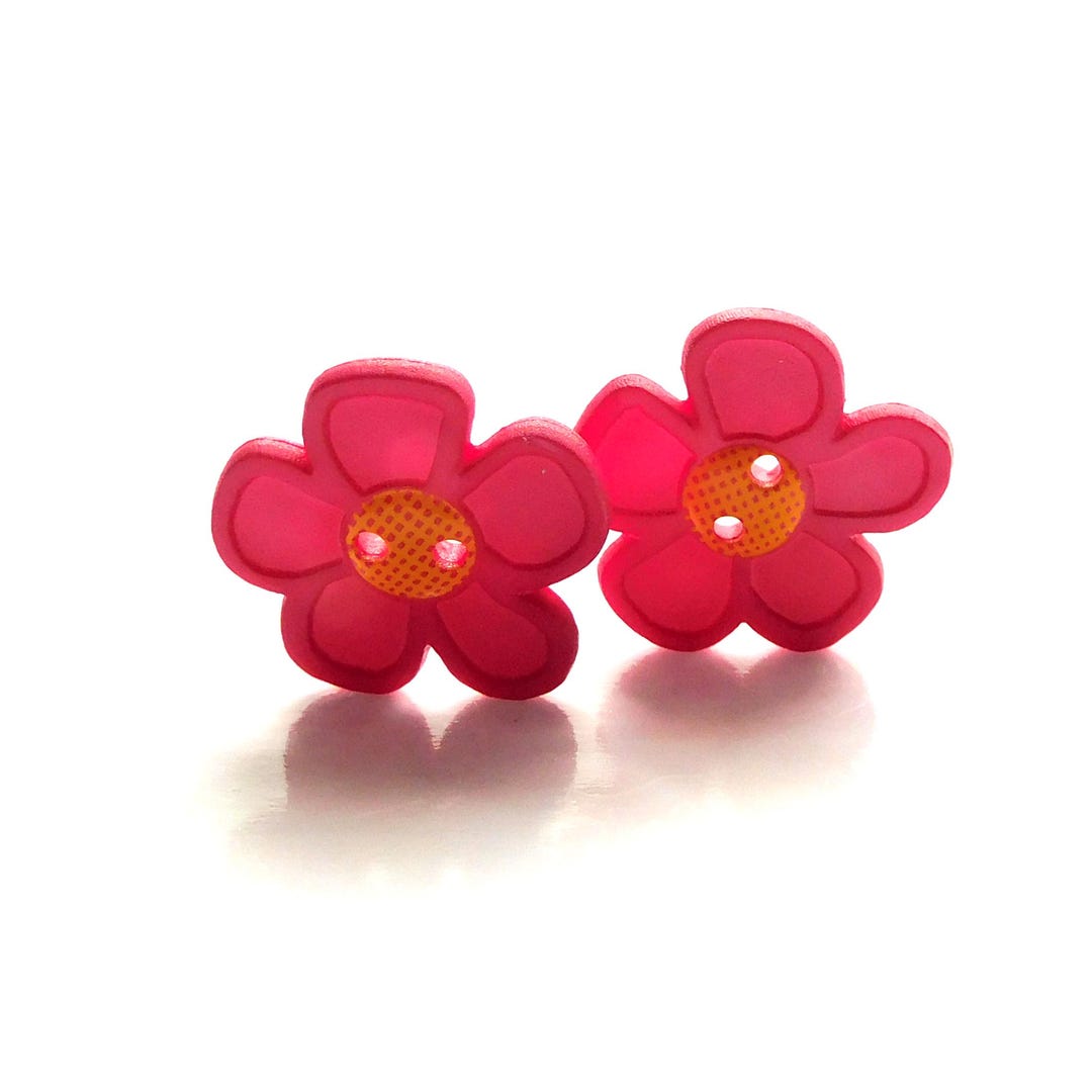 Small Pink Sew Through Daisy Buttons by Dill / Flower Embellishments ...