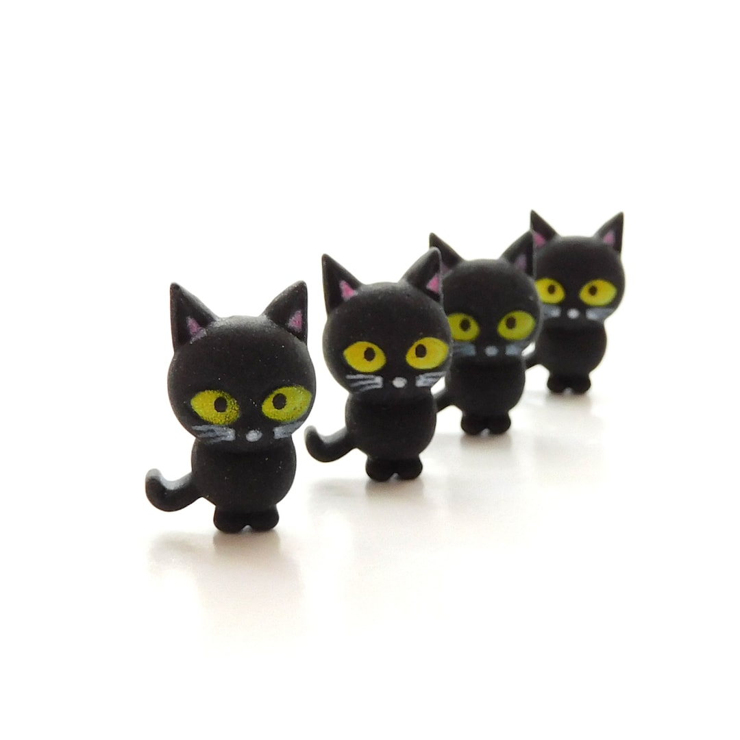 Small Black Cat Flat Back Embellishments by Shelly's Buttons ...