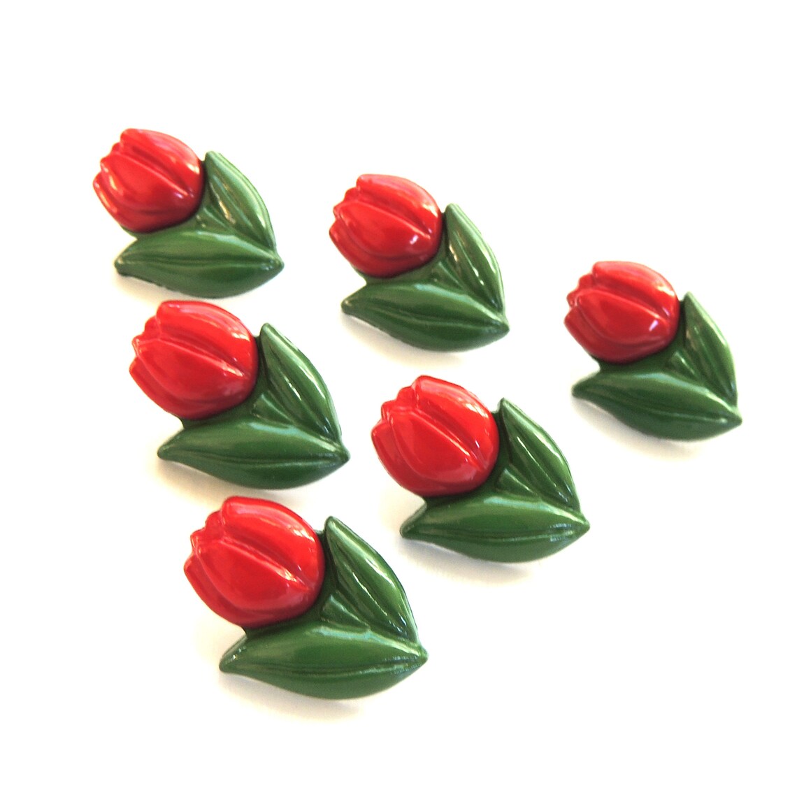 Red Tulip Buttons by Buttons Galore // Flower Novelty Buttons | Etsy