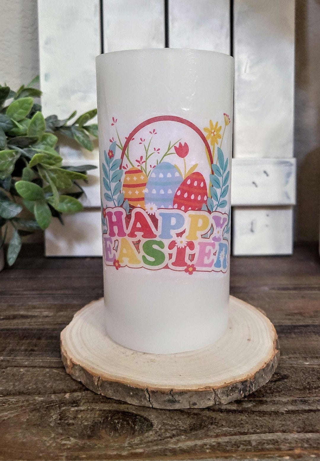 EASTER FLAMELESS CANDLE W/timer/easter Candle/easter/easter Decor ...