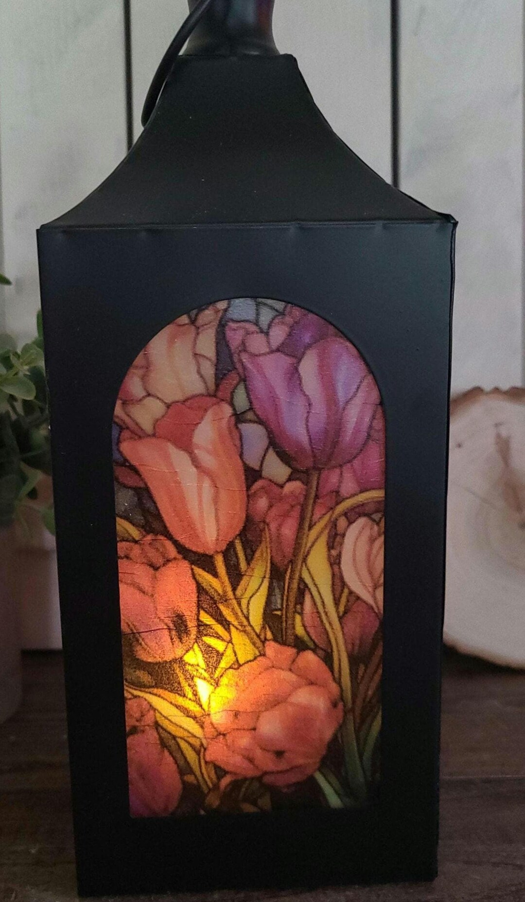 TULIP LANTERN W/timer/tulip Lover/ Flower Gift/flameless Light/birthday ...