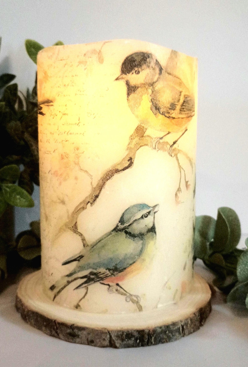 BIRD FLAMELESS CANDLE W/timer/bird Candle/birds/bird Lover Gift/night ...