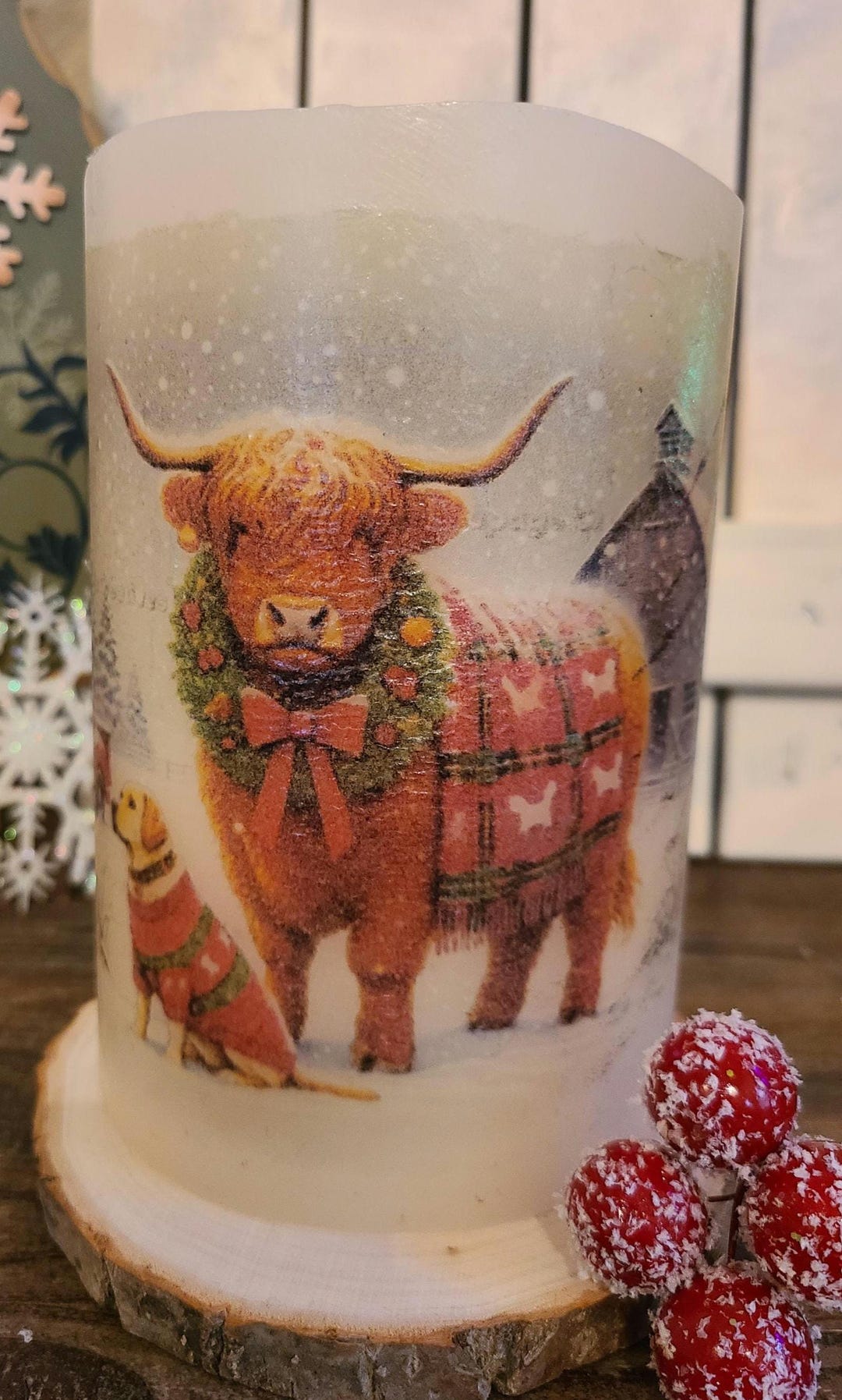 HIGHLAND CHRISTMAS COW Flameless Candle/highland Cows/cow Candles ...