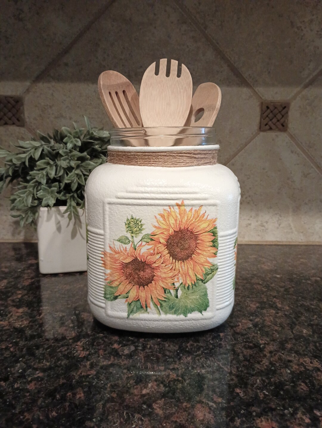SUNFLOWER Canister/cookie Jar/utensil Holder/sunflower Decor/sunflower ...