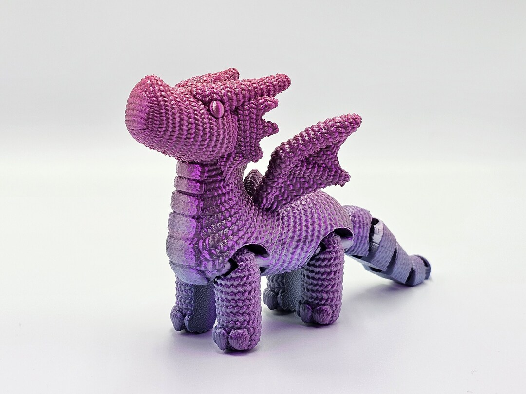 3D Printed Crochet-effect Dragon - 6 Inch Long - Etsy UK