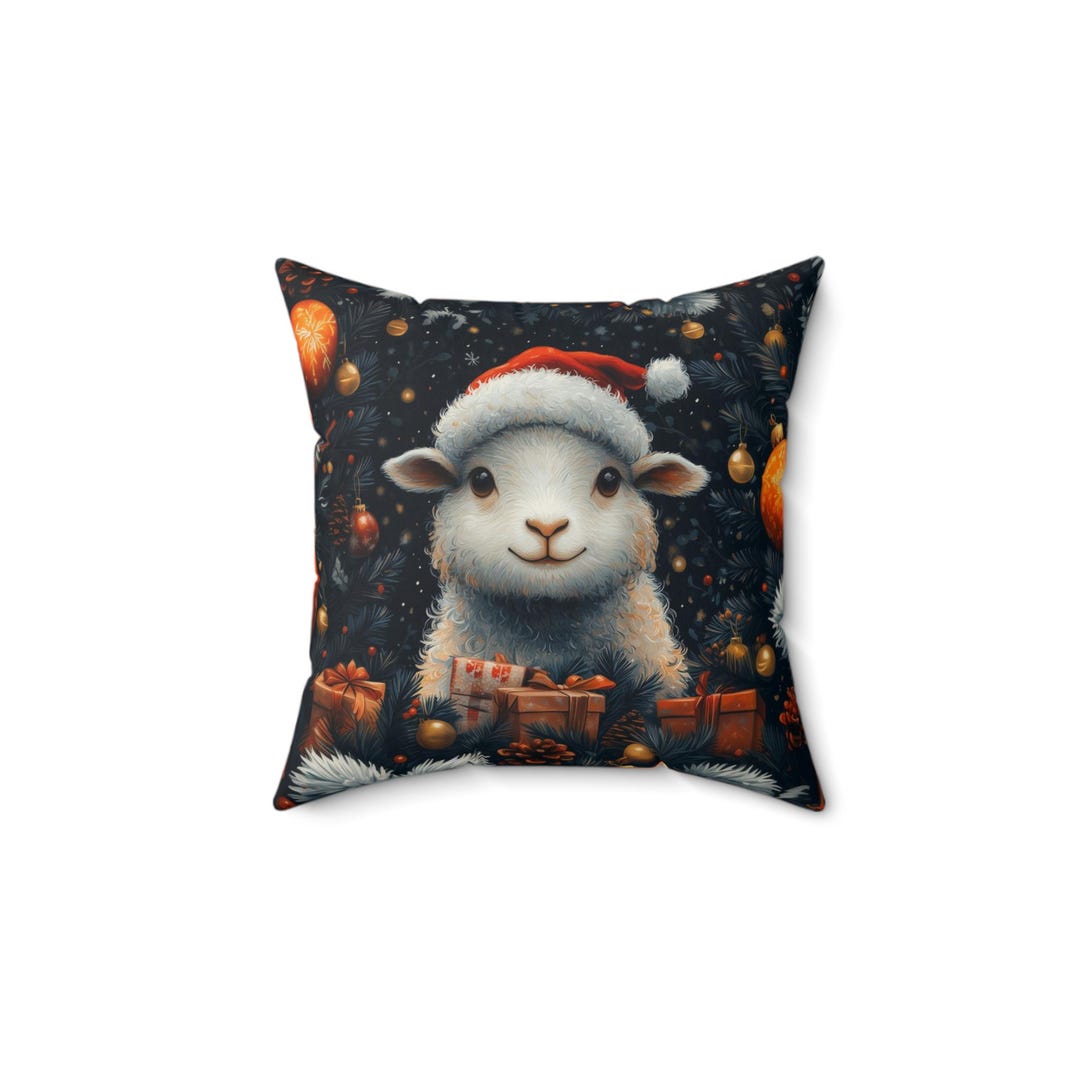 Cute Baby Sheep Christmas Pillow, Spun Polyester Square Pillow, Double ...