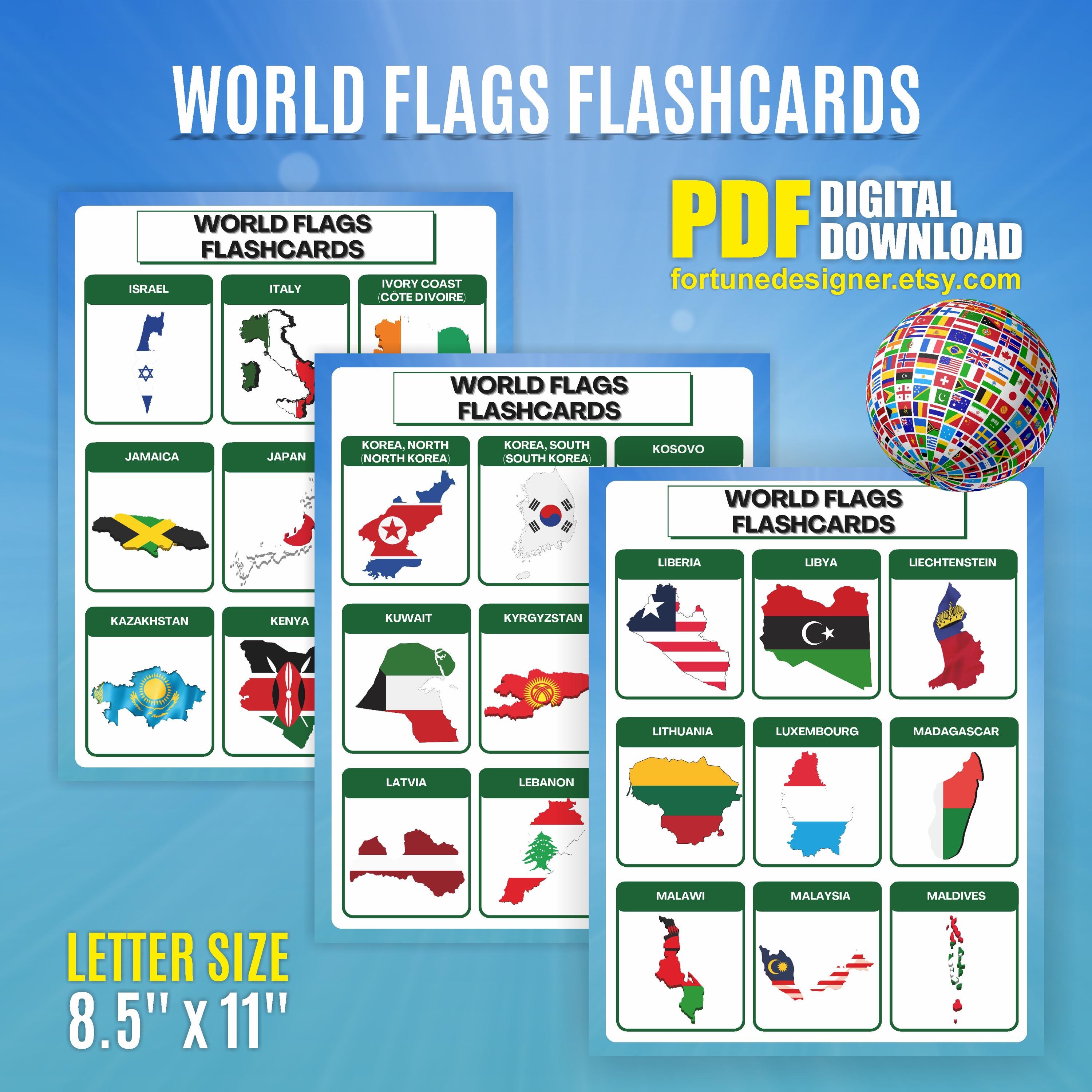 World Flags Flashcards, Flags of the World, World Flags Geography ...