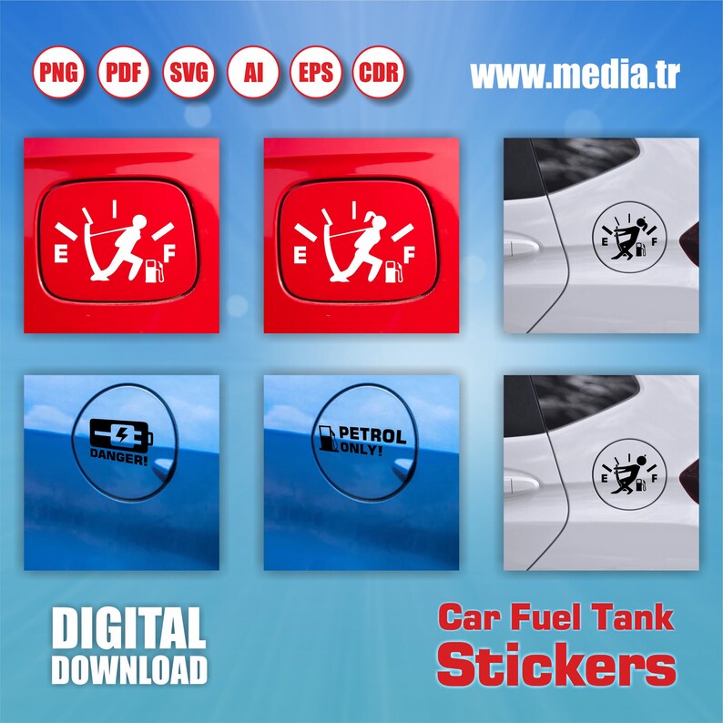 Funny Car Fuel Tank Decal SVG Bundle: Petrol & Electric (digital ...