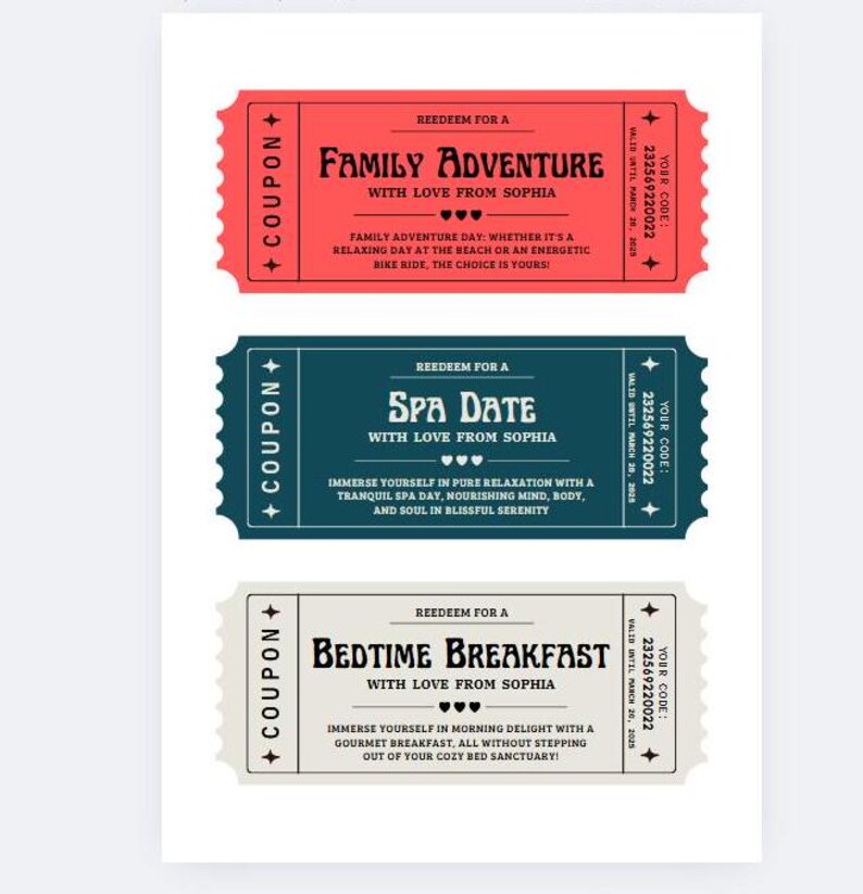 Retro Coupon Template: Printable Gift Coupons (editable Canva Template ...