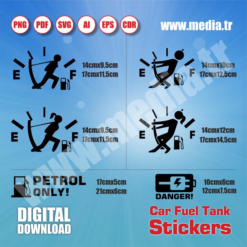 Funny Car Fuel Tank Decal SVG Bundle: Petrol & Electric (digital ...