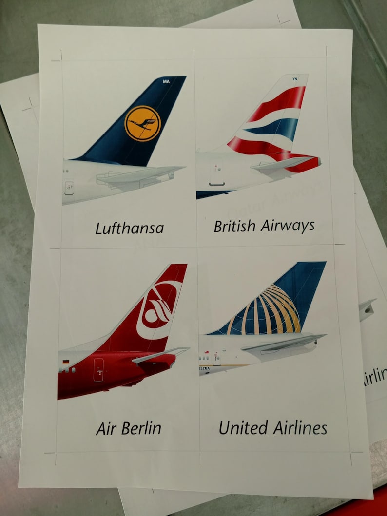 Airline Tail Logos Flashcards: Aviation Learning Cards (digital ...