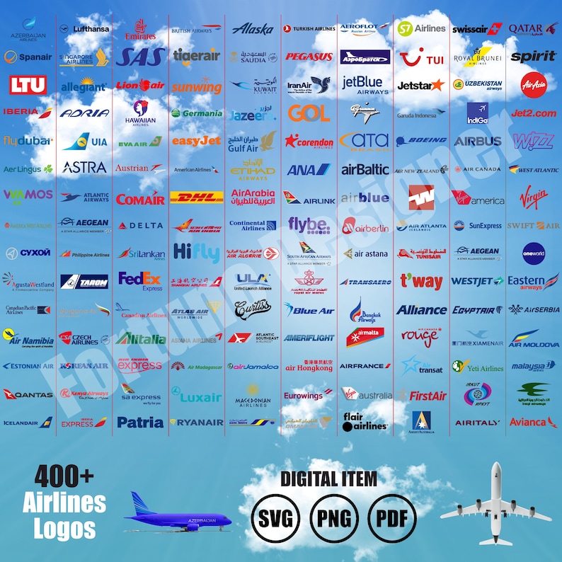 Airlines Logo Pack 400 + Logo - SVG, PDF, PNG, United, American Airline ...