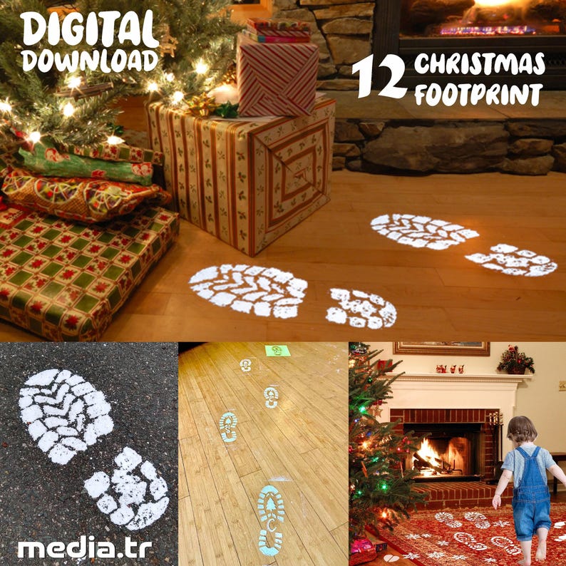 Santa Footprint SVG Bundle Christmas Stencil Files for Cricut ...
