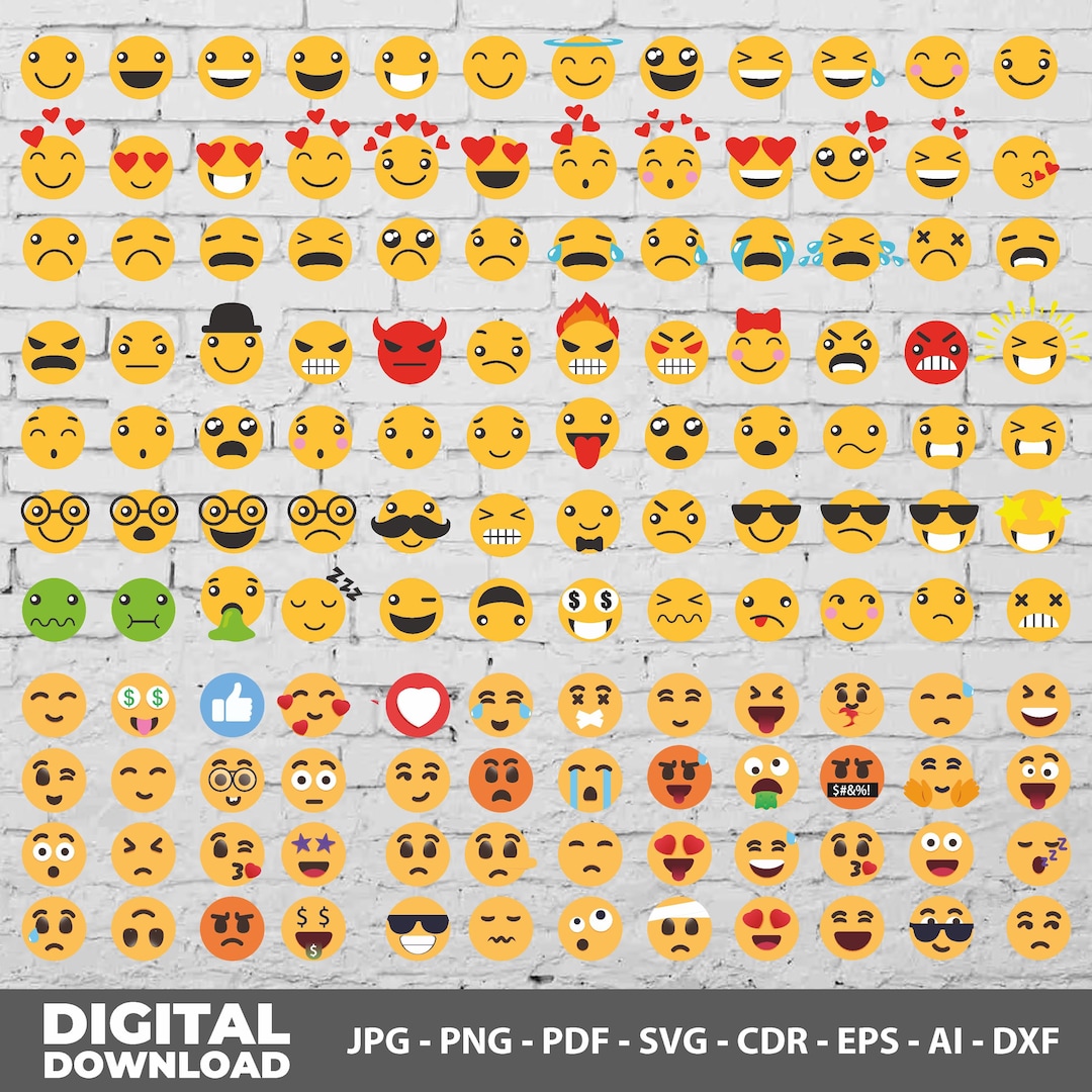 132 Funny Emoji Stickers SVG Pack: Emoji Bundle (digital Download) - Etsy