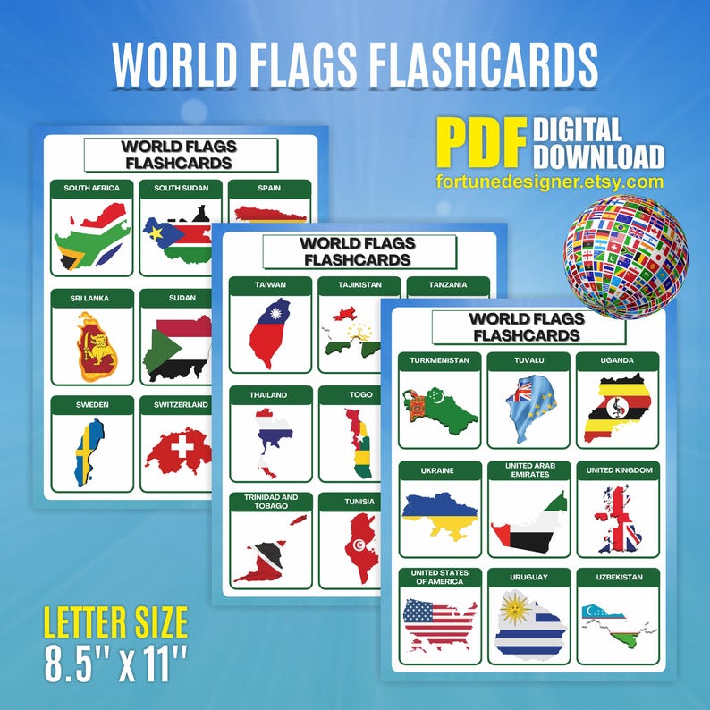 World Flags Flashcards, Flags of the World, World Flags Geography ...