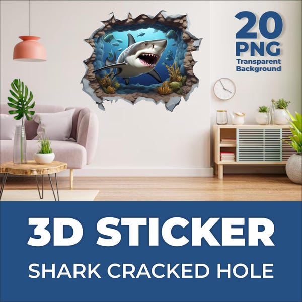 3d Shark Wall Decal - Etsy