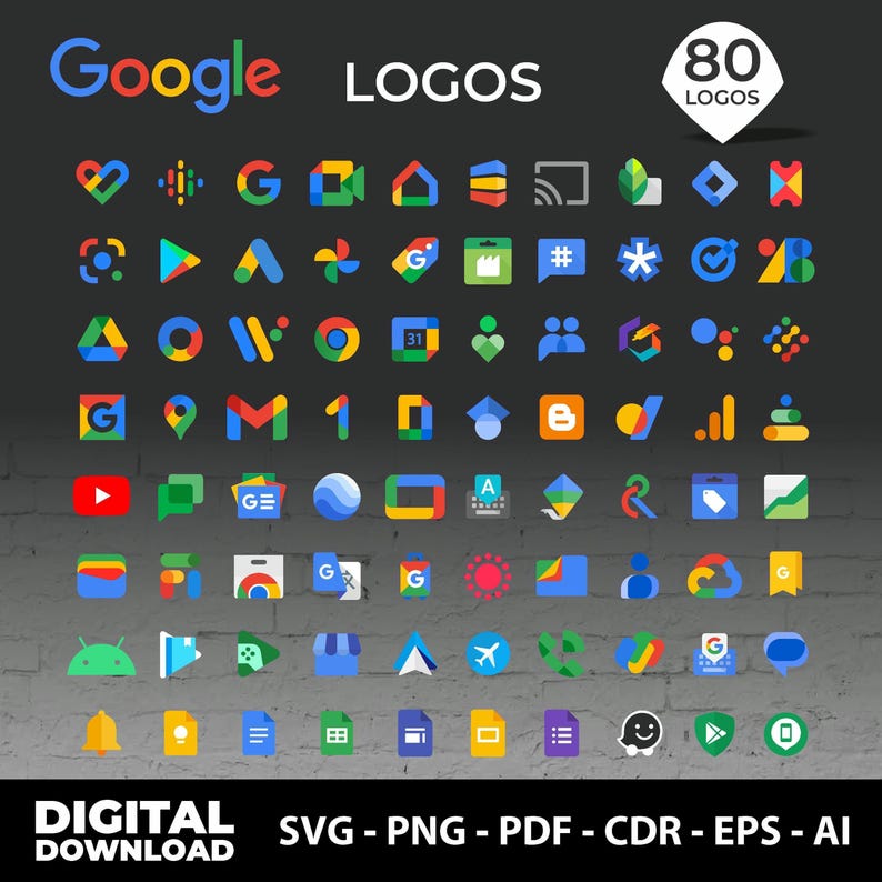 Google Logos Vector Set: Icons for Cricut, Silhouette (digital Download ...