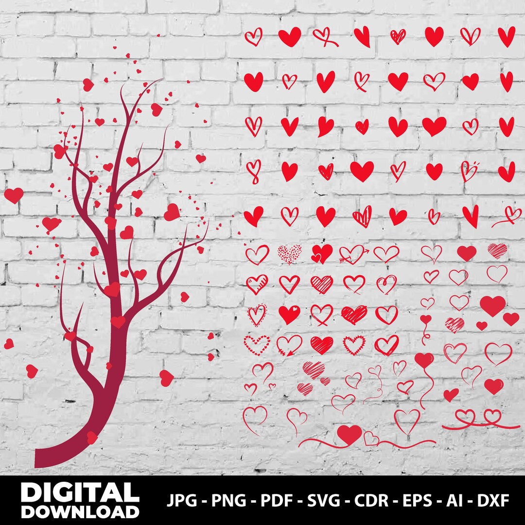 Heart Doodle SVG Bundle: Clipart, Logo, Sticker (digital Download) - Etsy