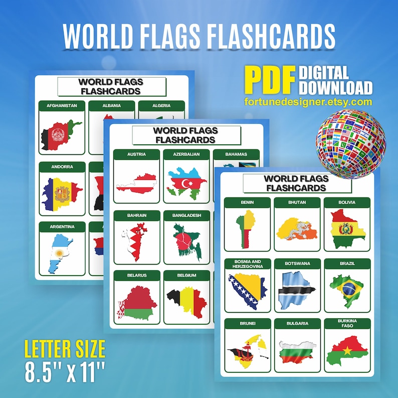 World Flags Flashcards, Flags of the World, World Flags Geography ...