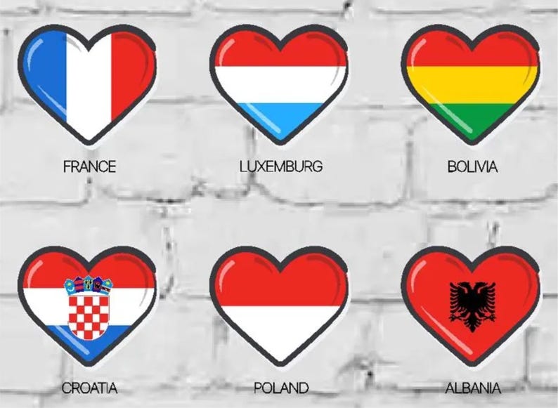 World Flags Heart SVG Bundle: 88 Country Flags (digital Download) - Etsy