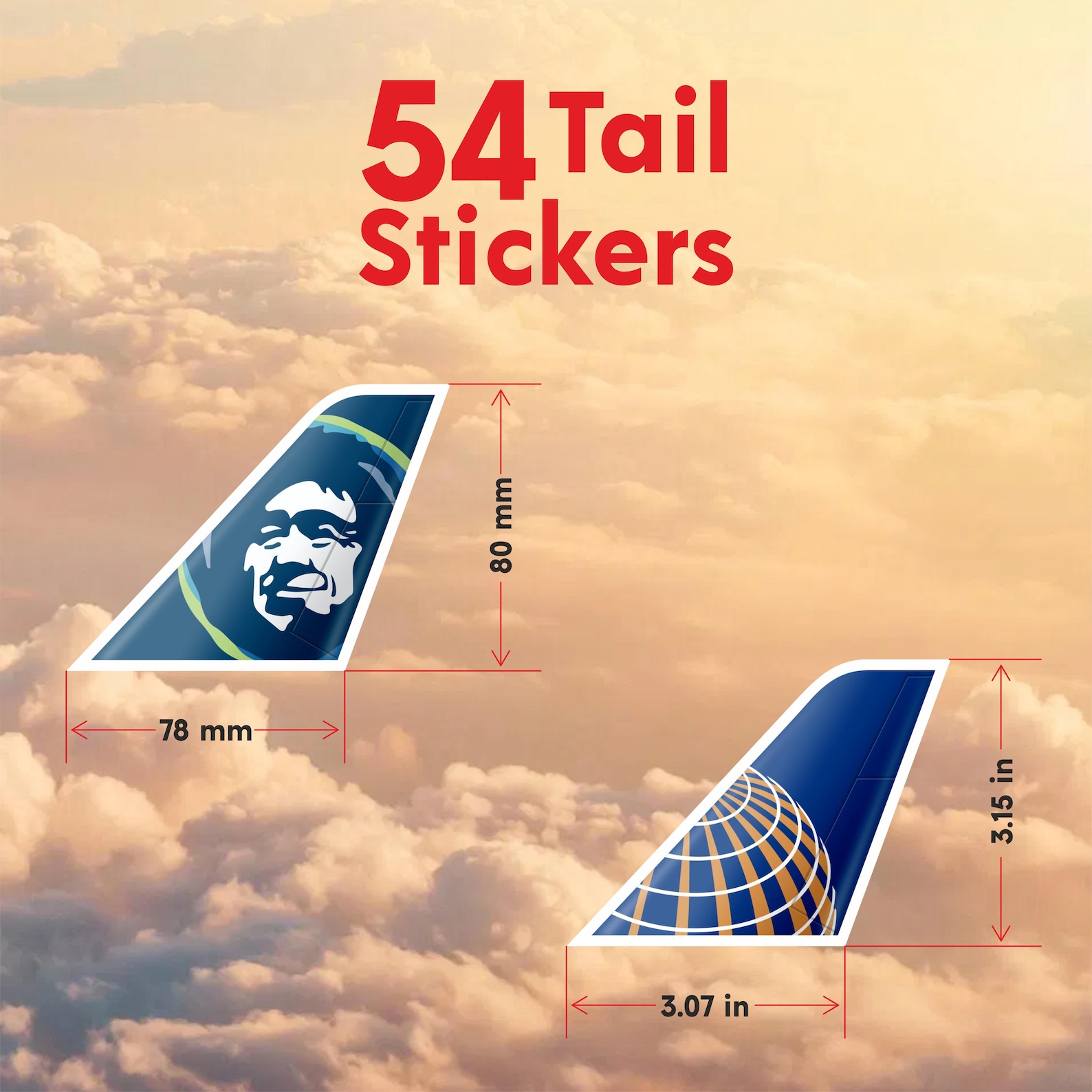 54 Airline Tail Stickers, Airplane Tail Fin Decals, Aviation Stickers ...