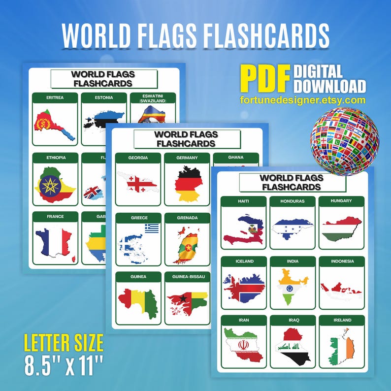 World Flags Flashcards, Flags of the World, World Flags Geography ...