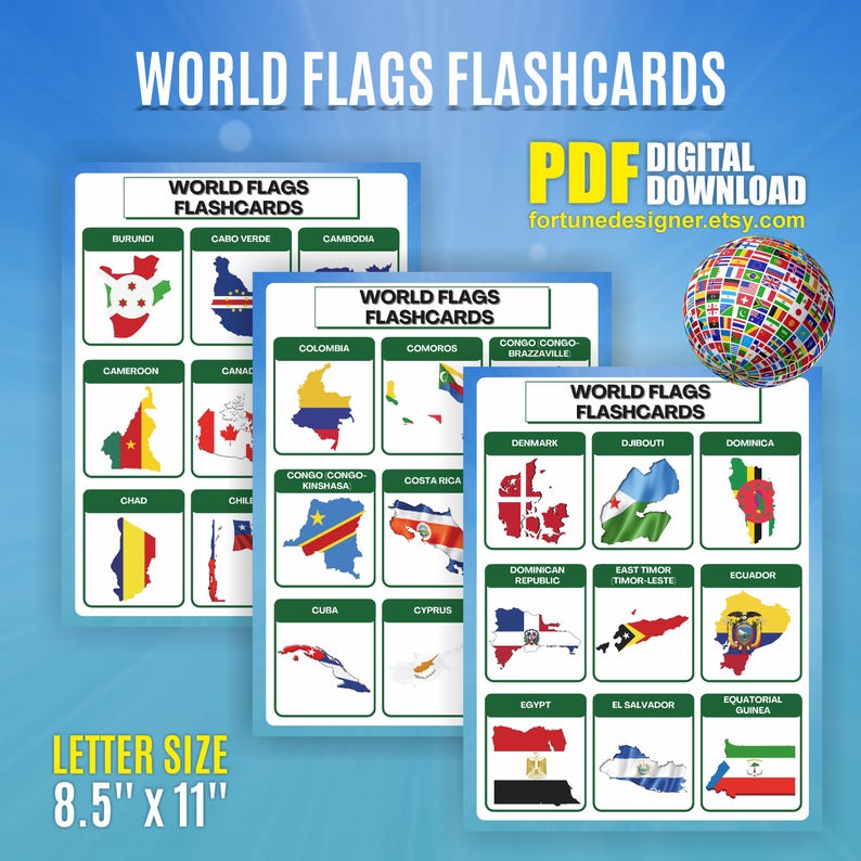 World Flags Flashcards, Flags of the World, World Flags Geography ...