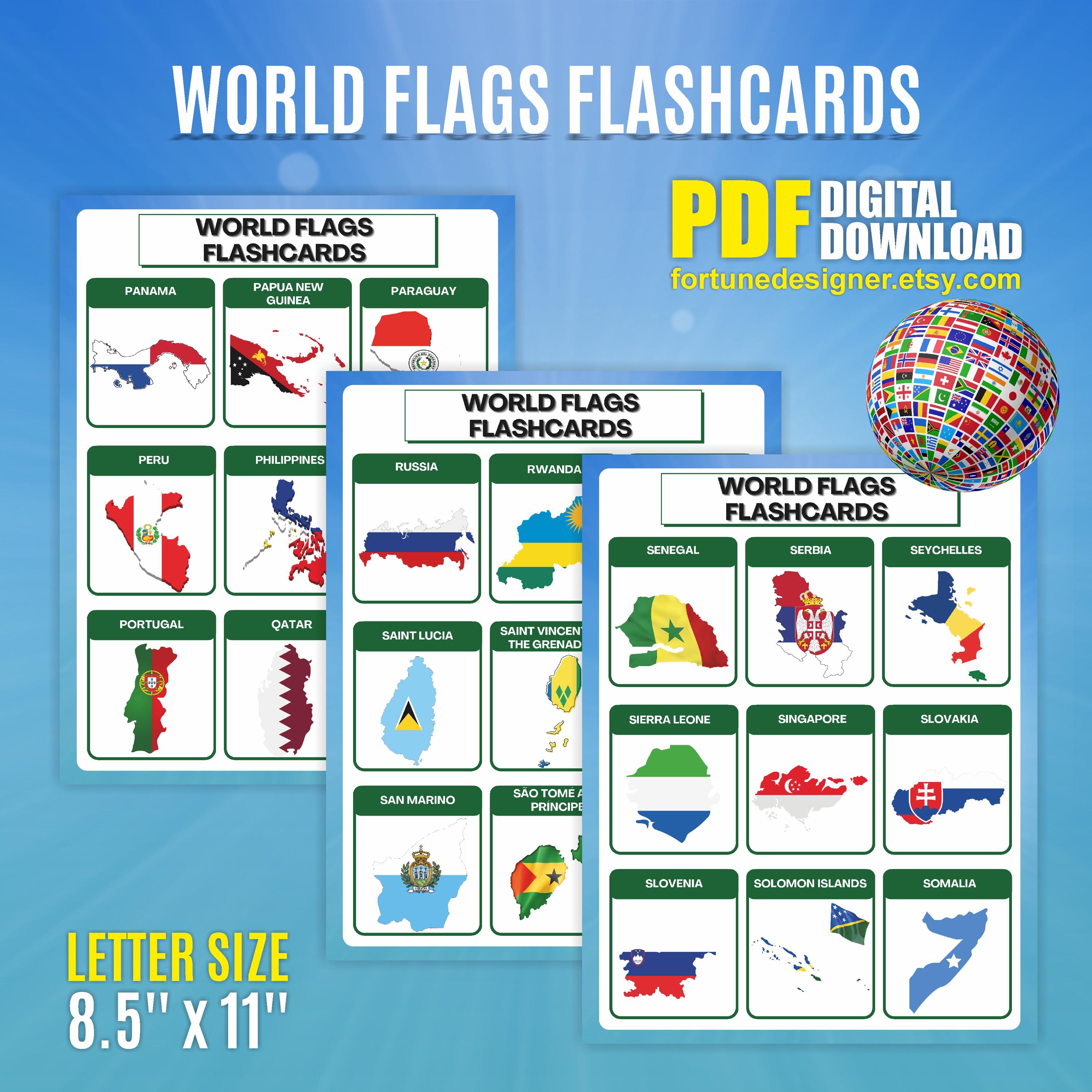 World Flags Flashcards, Flags of the World, World Flags Geography ...
