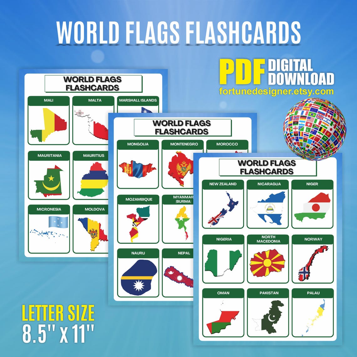 World Flags Flashcards, Flags of the World, World Flags Geography ...