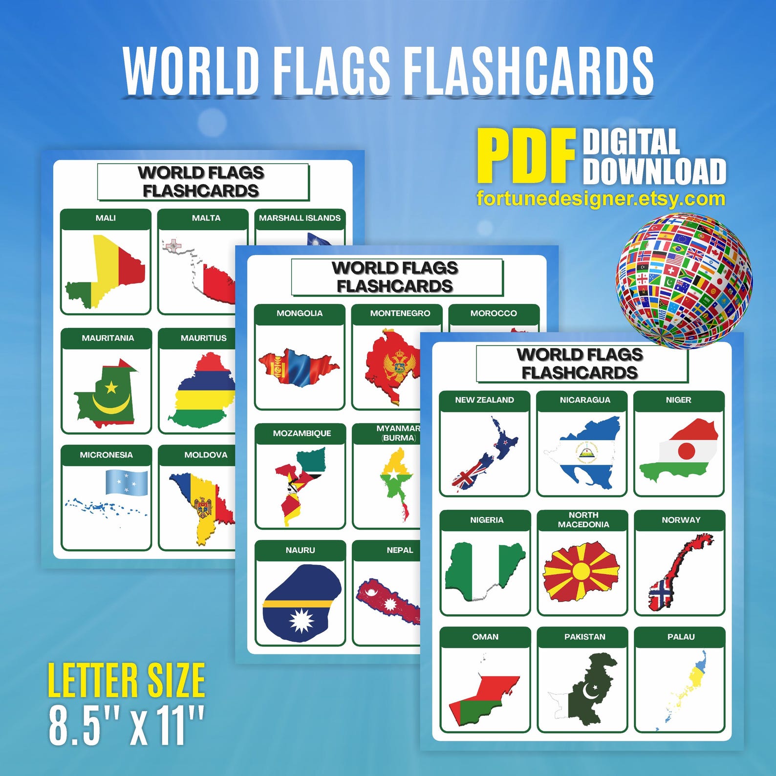 World Flags Flashcards, Flags of the World, World Flags Geography ...
