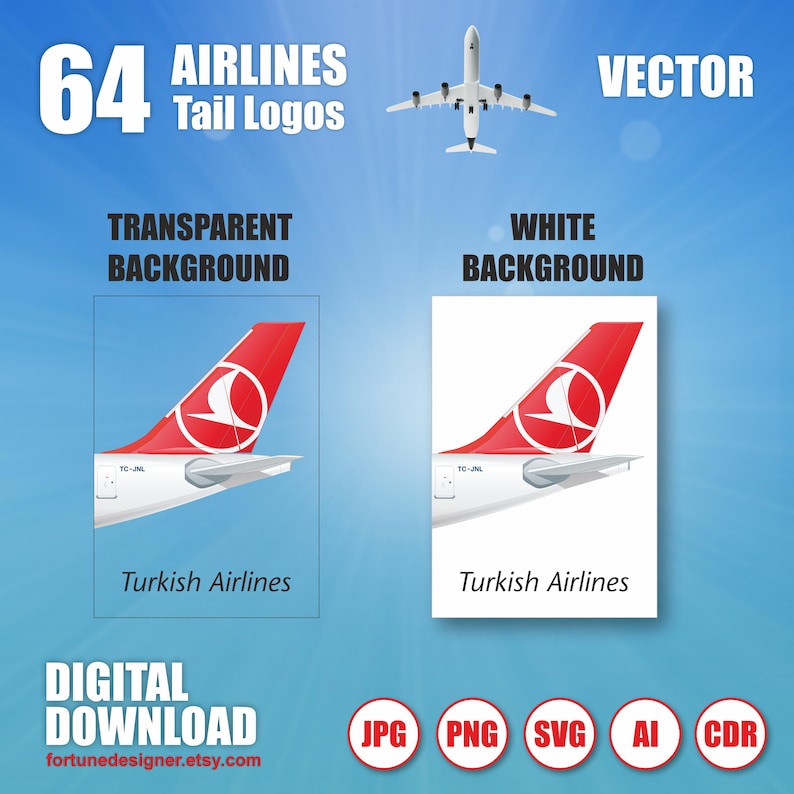 Airline Tail Logos Flashcards: Aviation Learning Cards (digital ...
