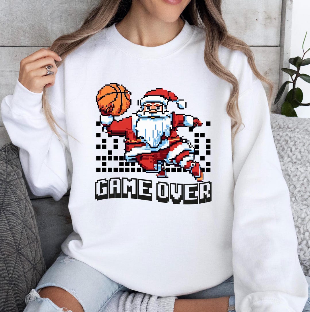 8-bits Santa Basketball Game Over Sweatshirt, Christmas Basketball ...